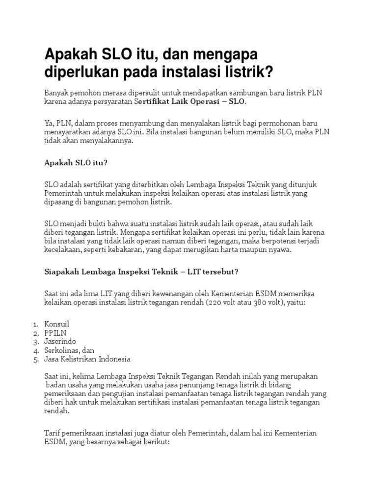 Sertifikat SLO | PDF