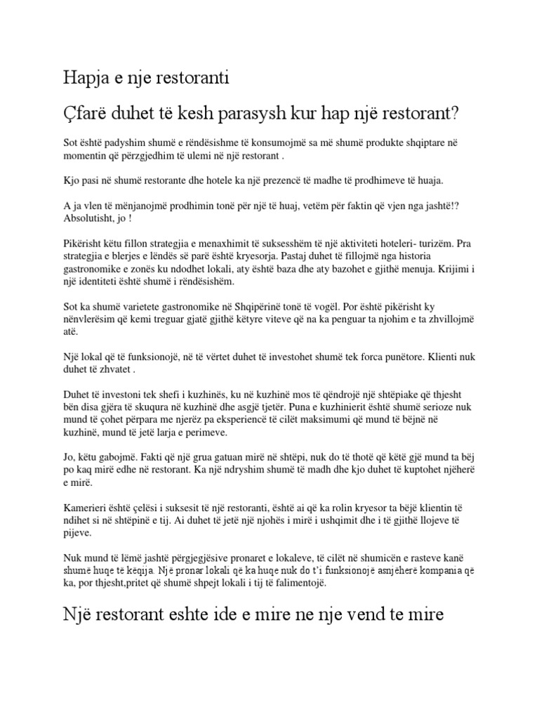 Hapja e Nje Restoranti | PDF