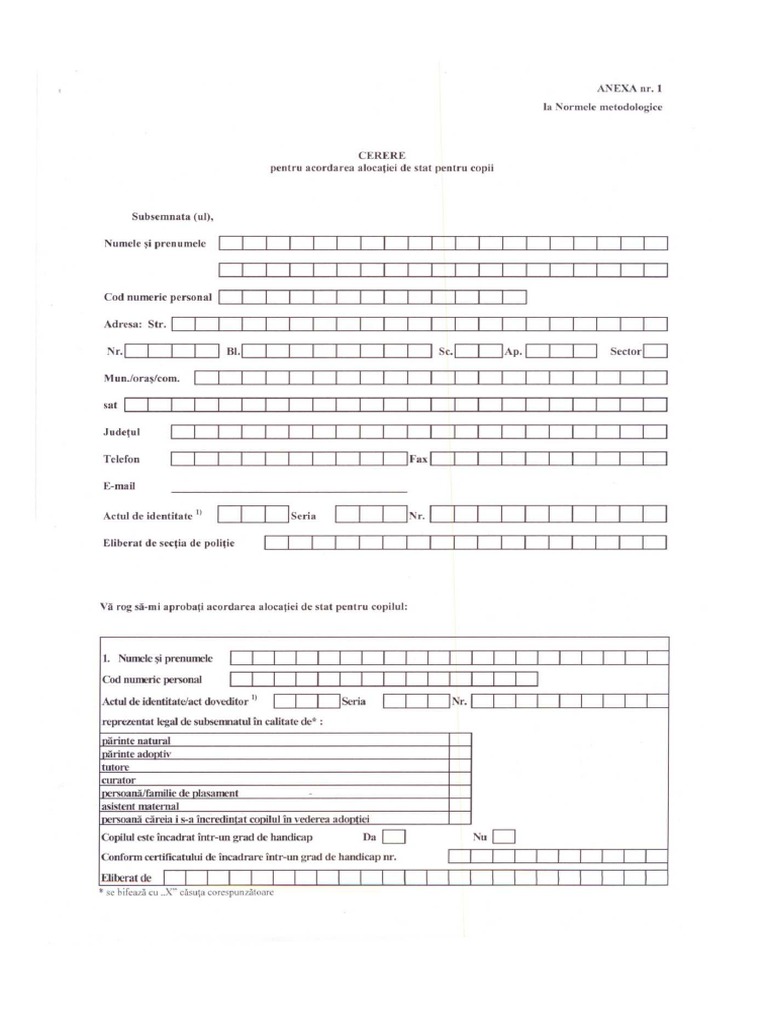 Cerere Tip Alocatie de Stat | PDF
