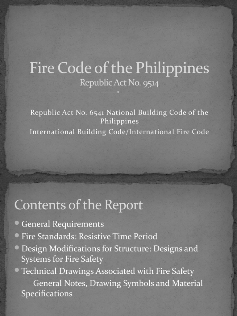 BD Report Fire Code of the Philippines | Fire Safety | Fire Sprinkler ...