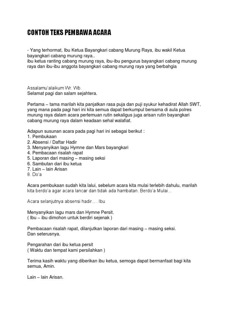 Contoh Teks Pembawa Acara Rapat Kkg - tukaffe.com Contoh Teks Pembawa Acara Rapat Kkg - tukaffe.com