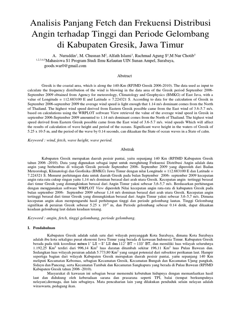 JURNAL Analisis Fetch Dan Frekuensi Distribusi Angin | PDF