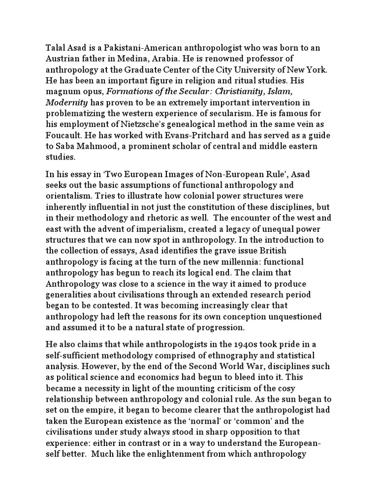 Talal Asad - Anthropology and The Colonial Encounter | PDF ...