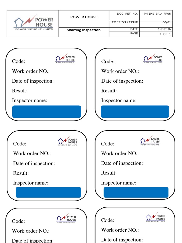 Waiting Inspection | PDF