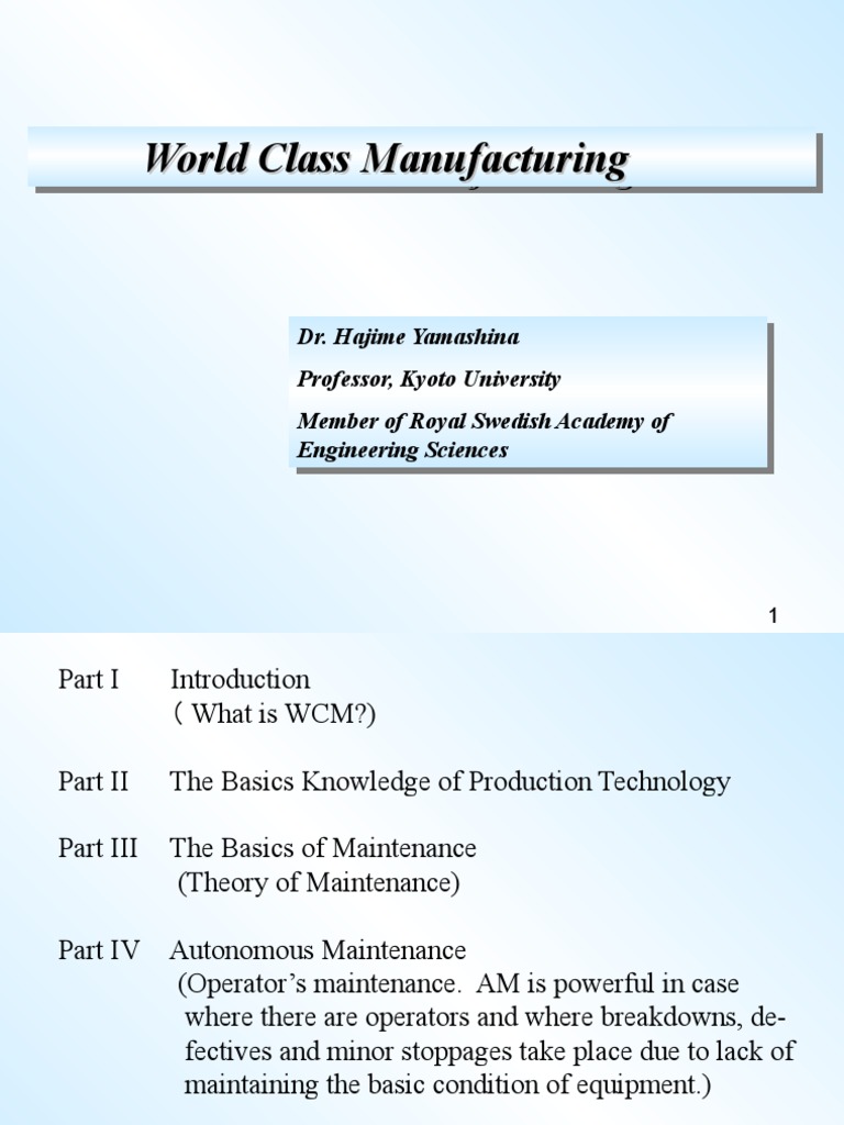 Understanding World Class Manufacturing | PDF | Lean Manufacturing ...