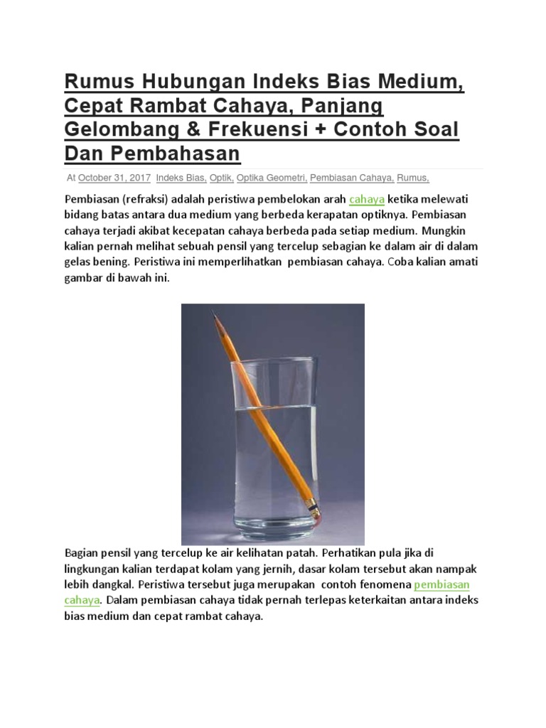 Rumus Hubungan Indeks Bias Medium | PDF