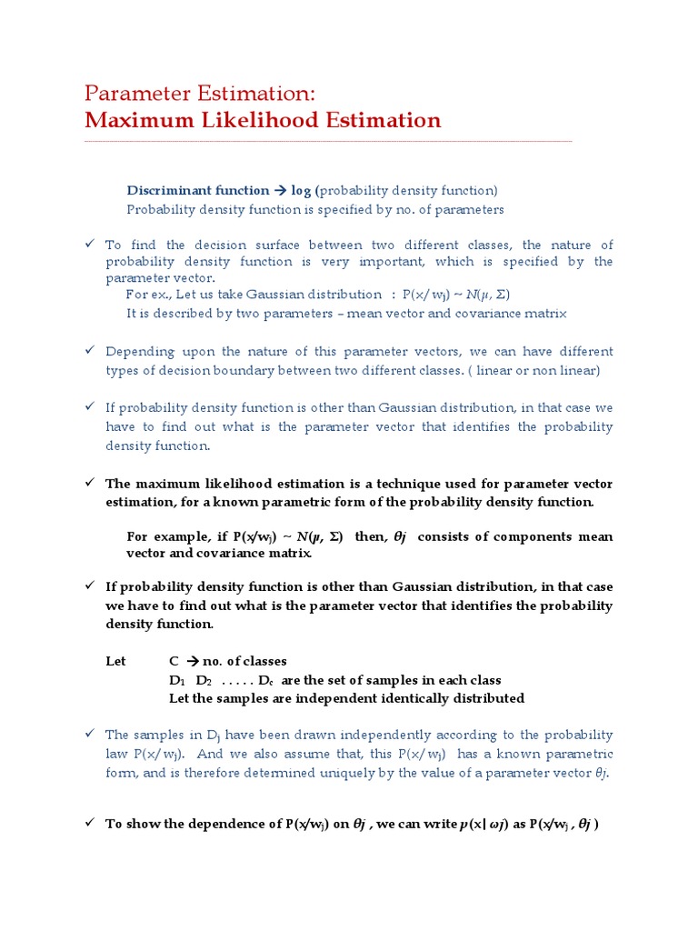 Max Likelihood Pdf Estimation Theory Probability Density Function
