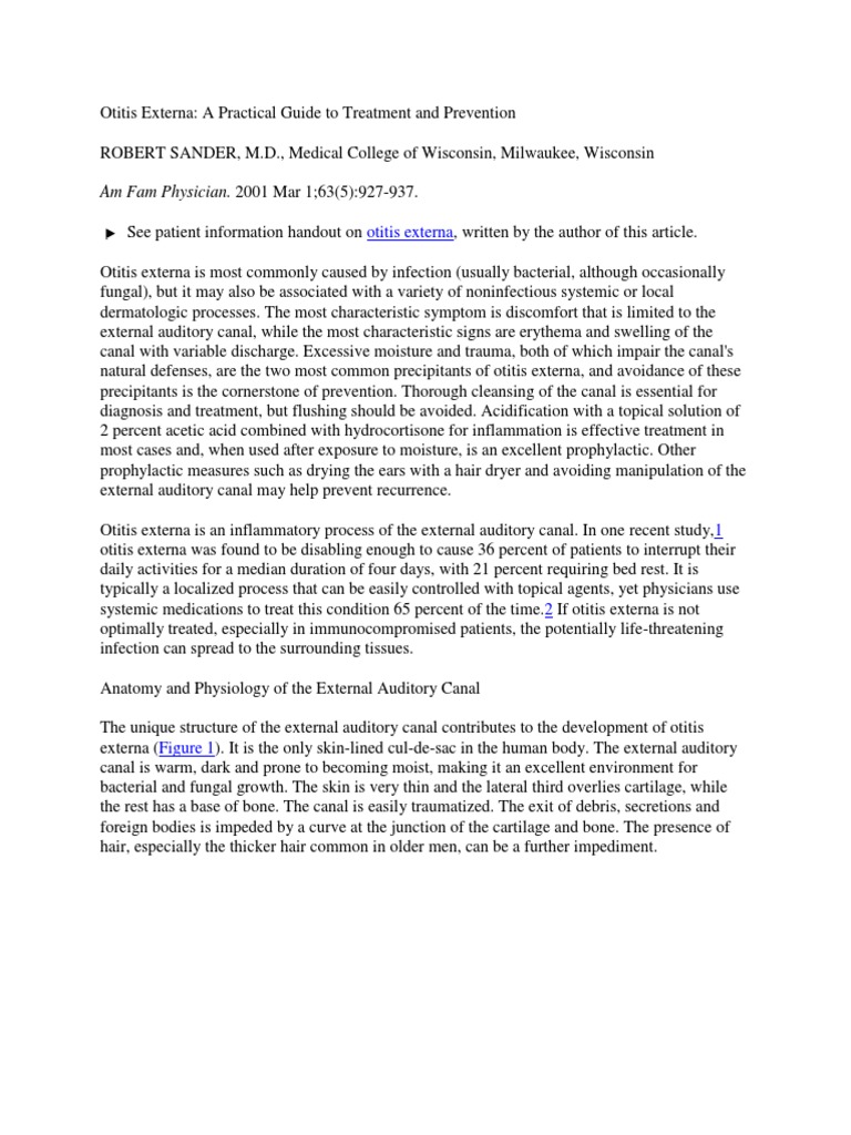 Otitis Externa | Download Free PDF | Dermatitis | Antibiotics