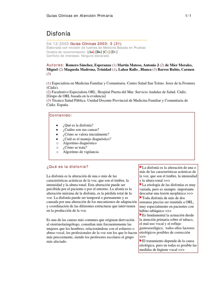 Disfonia | PDF | Tos | Neurología