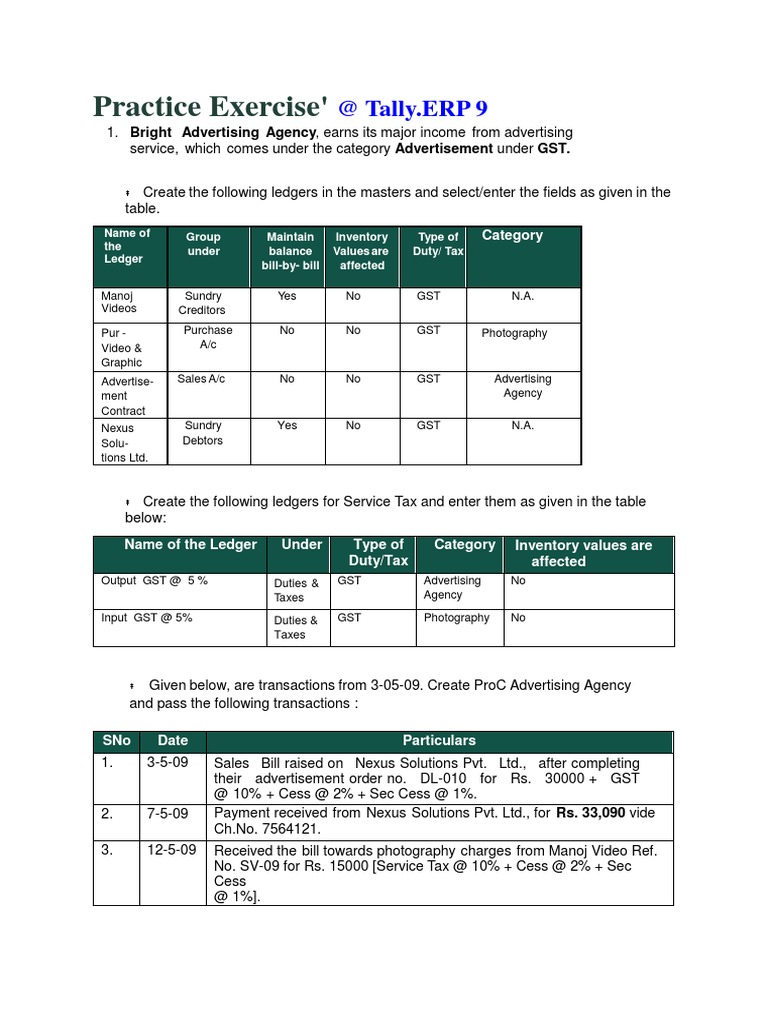Tally erp 9 Exercise with GST | Government Finances | Public Finance