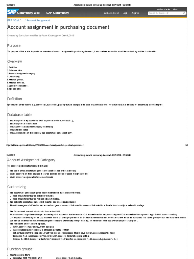 Account Assignment in Purchasing Document - ERP SCM - SCN Wiki | PDF ...