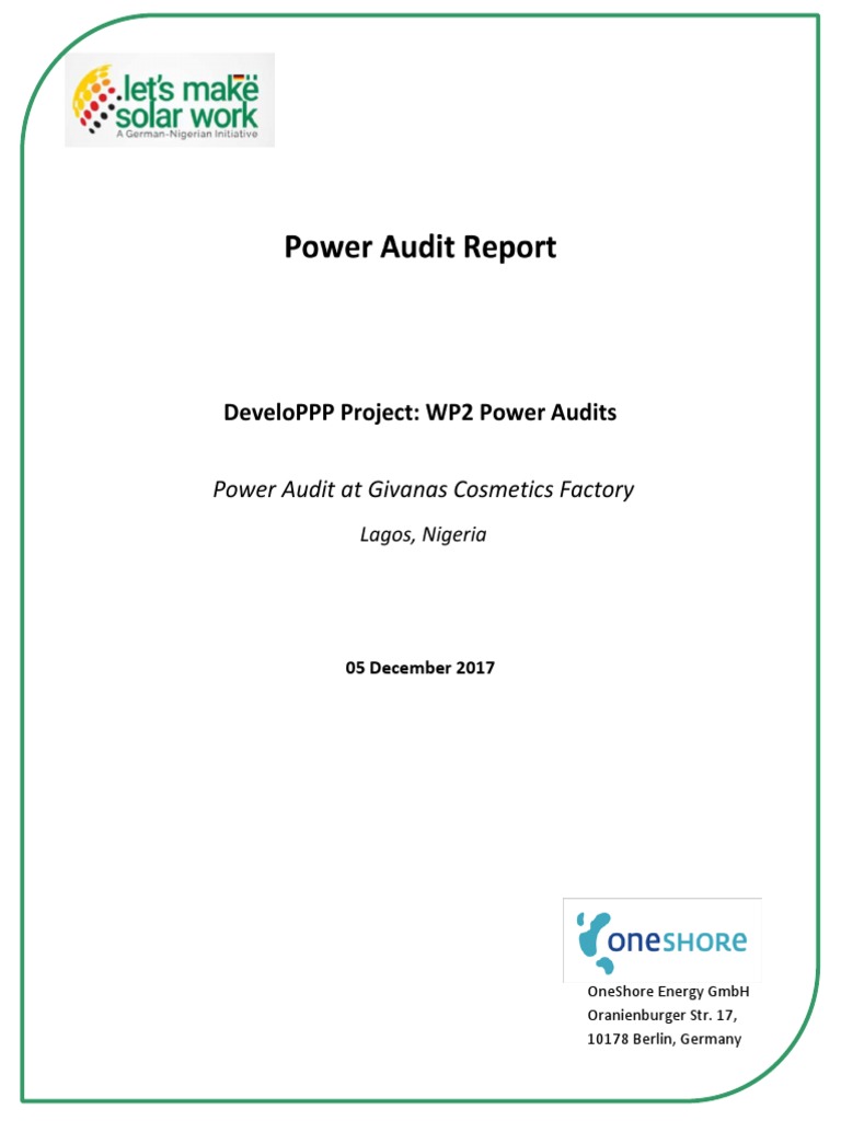 Power Audit Report Givanas | PDF | Photovoltaic System | Solar Power