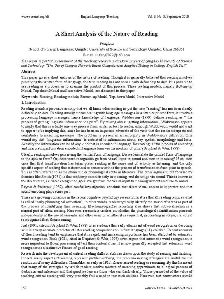 Reading Pdf Pdf Top Down And Bottom Up Design Reading Process