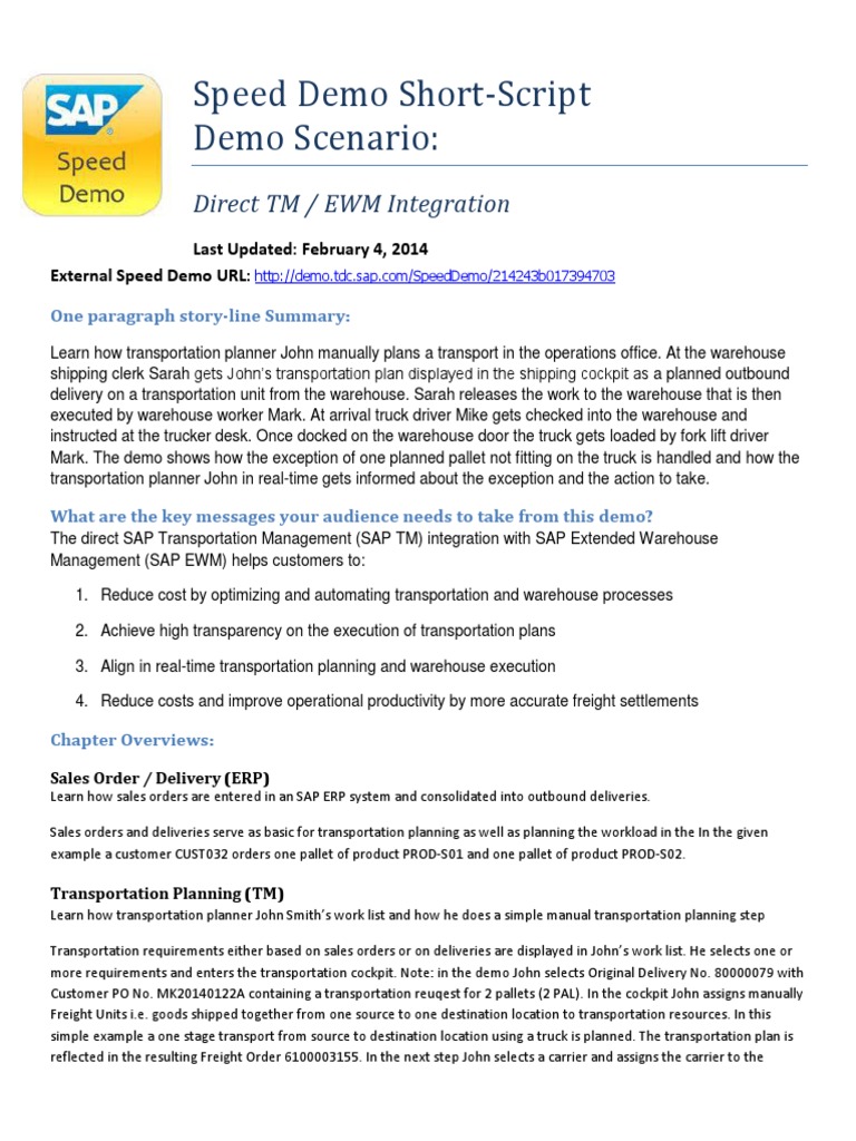 Direct TM EWM Integration | PDF | Warehouse | Cargo