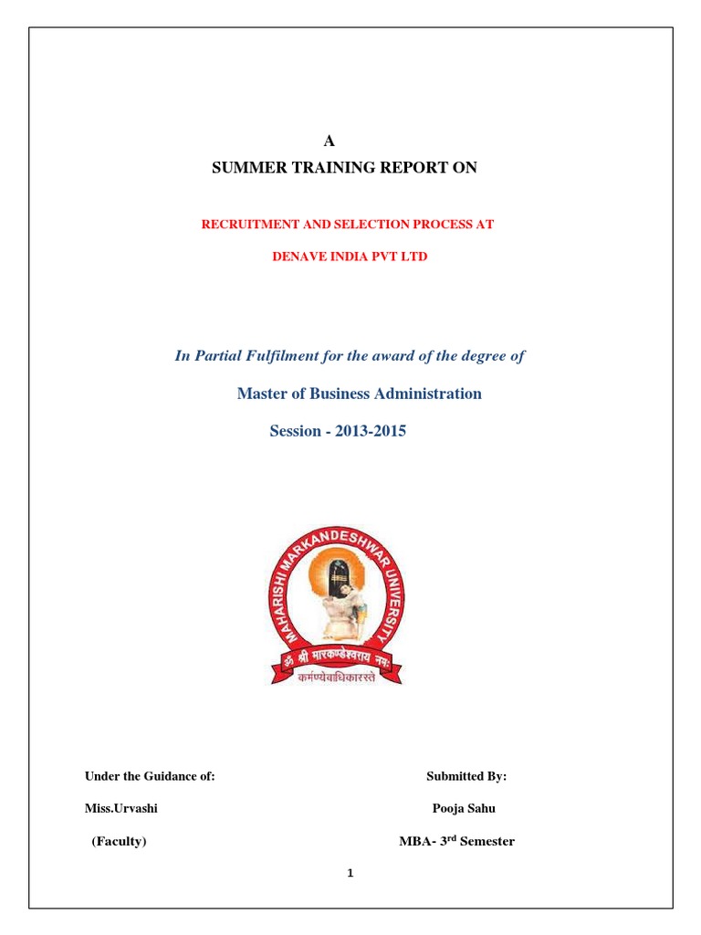 A Summer Training Report On Recruitment | PDF | Recruitment | Human Resources