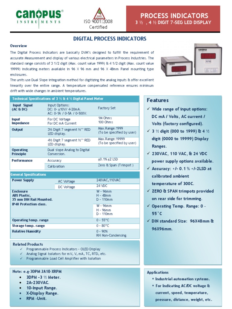 Process Control Instruments India - Canopus Instruments | PDF | Power ...