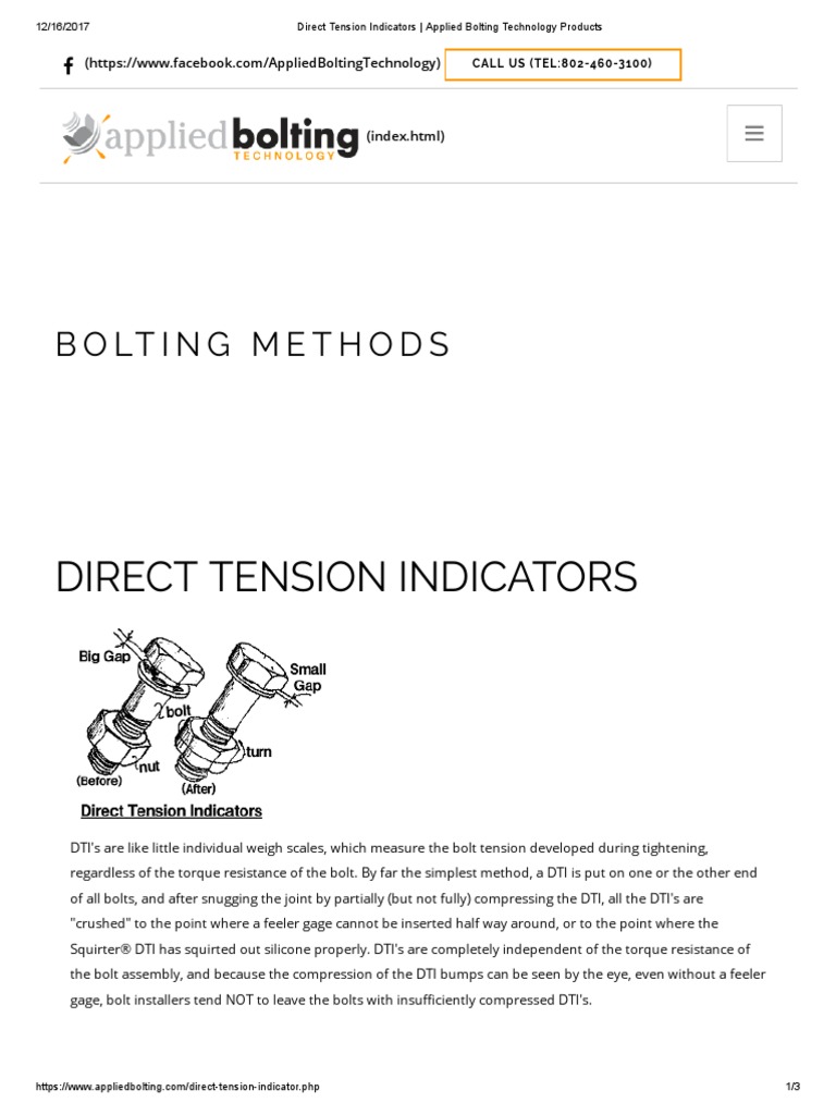 Direct Tension Indicators - Applied Bolting Technology Products | PDF ...