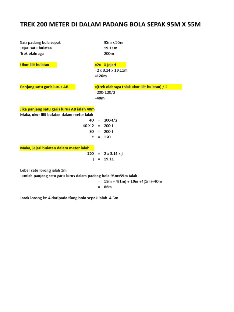 Formula Ukuran Trek 200 Meter SKBL2 | PDF