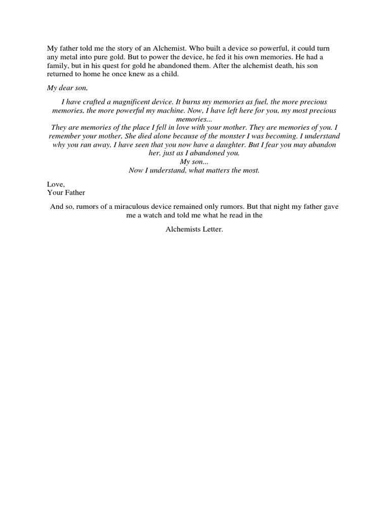 The Alchemist's Letter