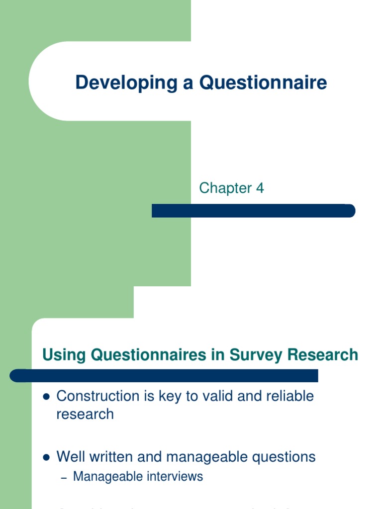 Developing A Questionnaire | Download Free PDF | Survey Methodology ...