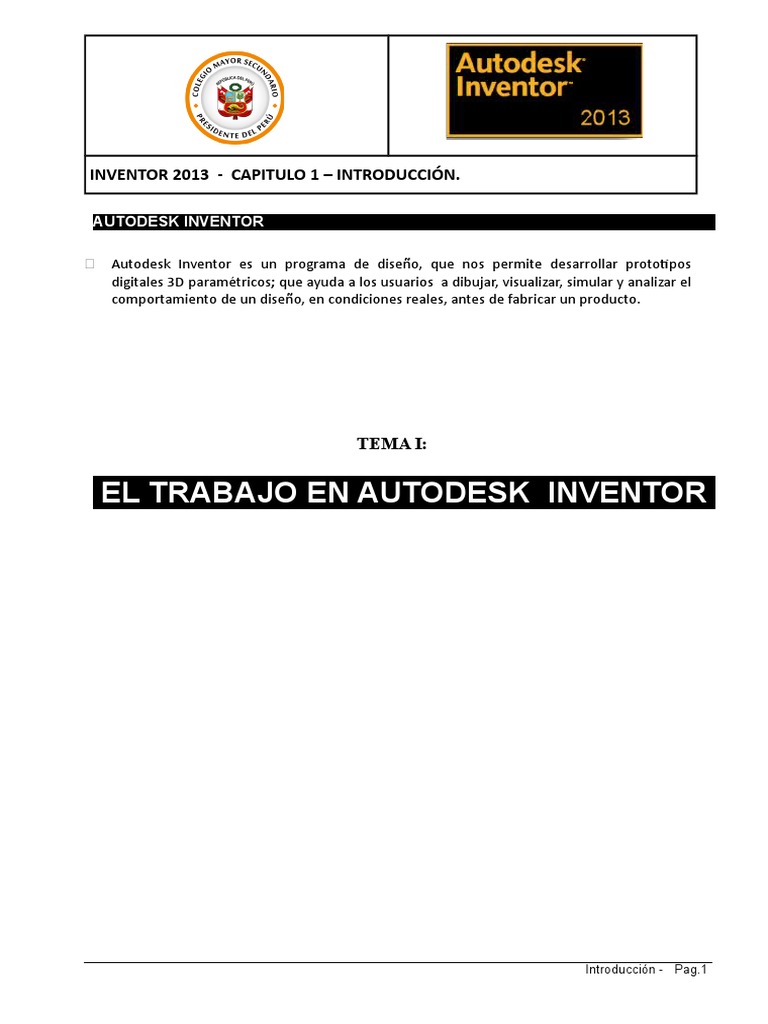 TEMA 1 EL TRABAJO EN AUTODESK INVENTOR (Manual) | PDF | Ventana ...