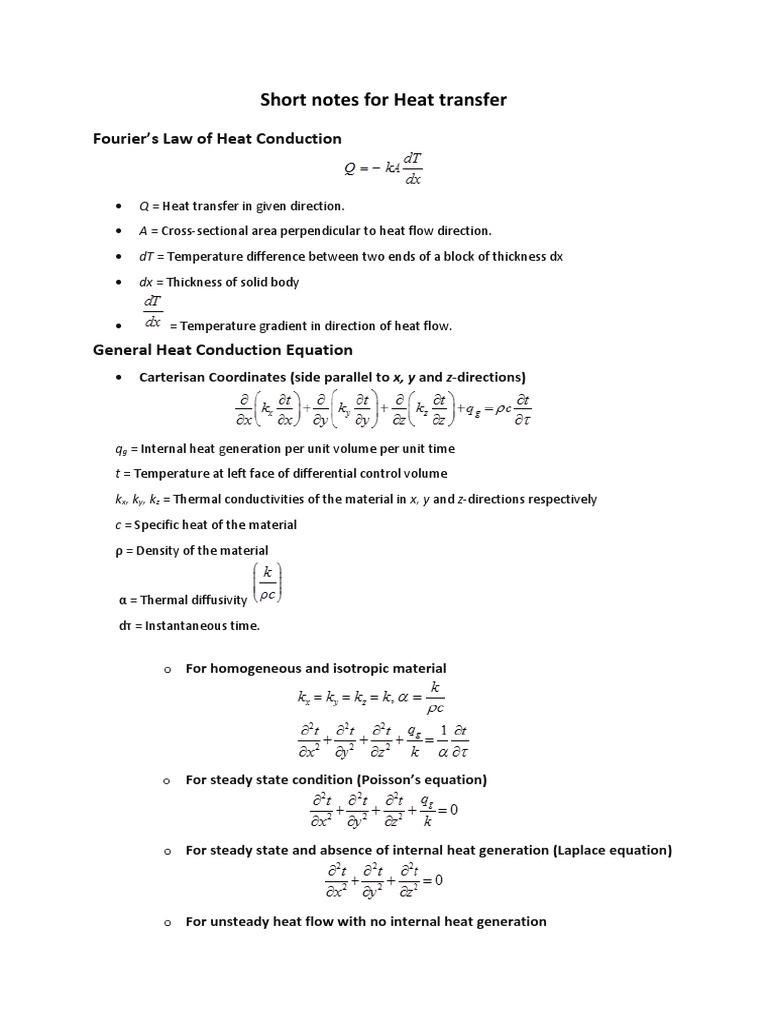 Short Notes For Heat Transfer - Docx 97.docx 93 | PDF | Heat Transfer ...