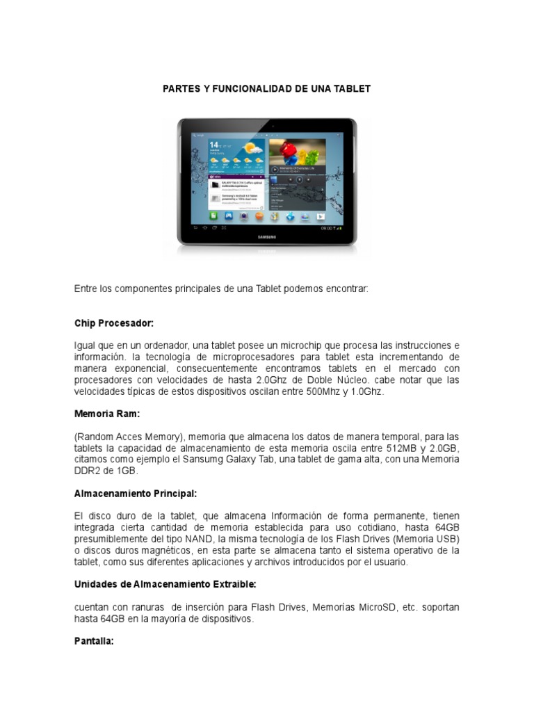 Partes de Una Tablet | Tableta | Almacenamiento de datos de la computadora