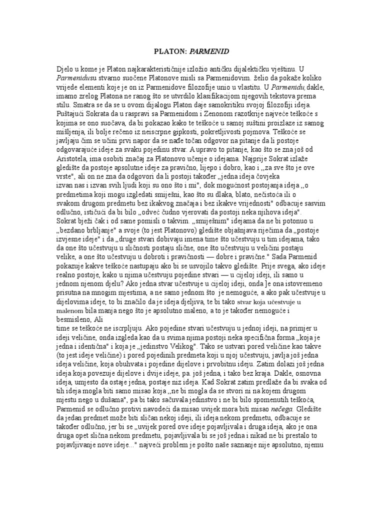 Platon Parmenid 1 | PDF