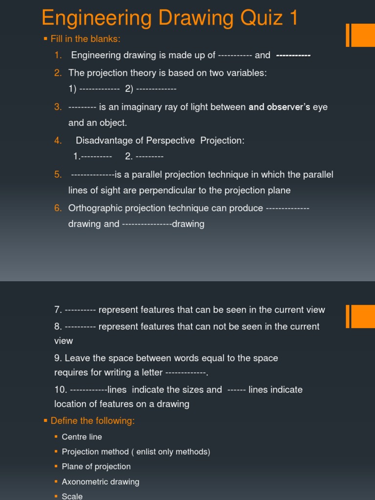 Engineering Drawing Quiz 1 Review | PDF