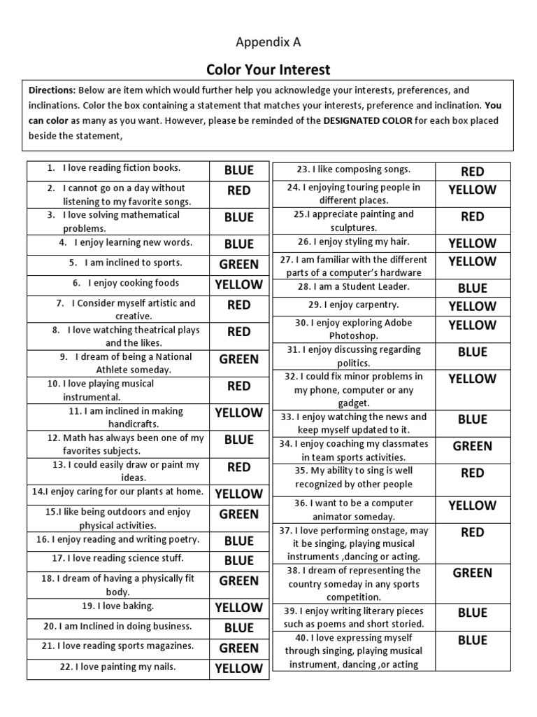 Appendix A | PDF | Yellow | Arts (General)