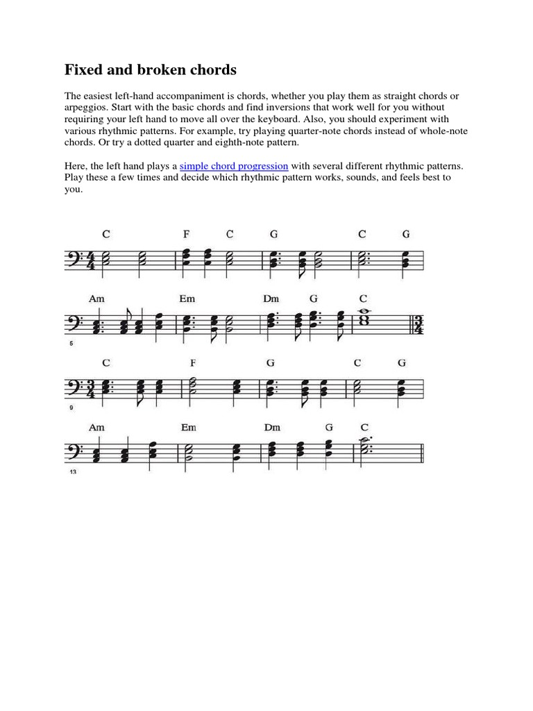 Fixed and broken chords.docx | Chord (Music) | Musical Techniques