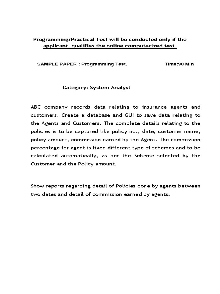 Programming Test Sample Paper | PDF | Computer Network | Data Type