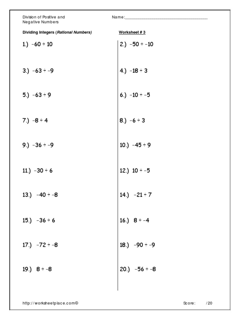 Dividing Integers 3 PDF | PDF | Arithmetic | Mathematical Notation