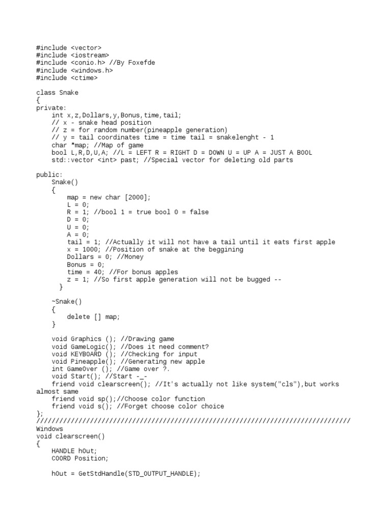 Snake C++ | PDF | Areas Of Computer Science | Computer Programming