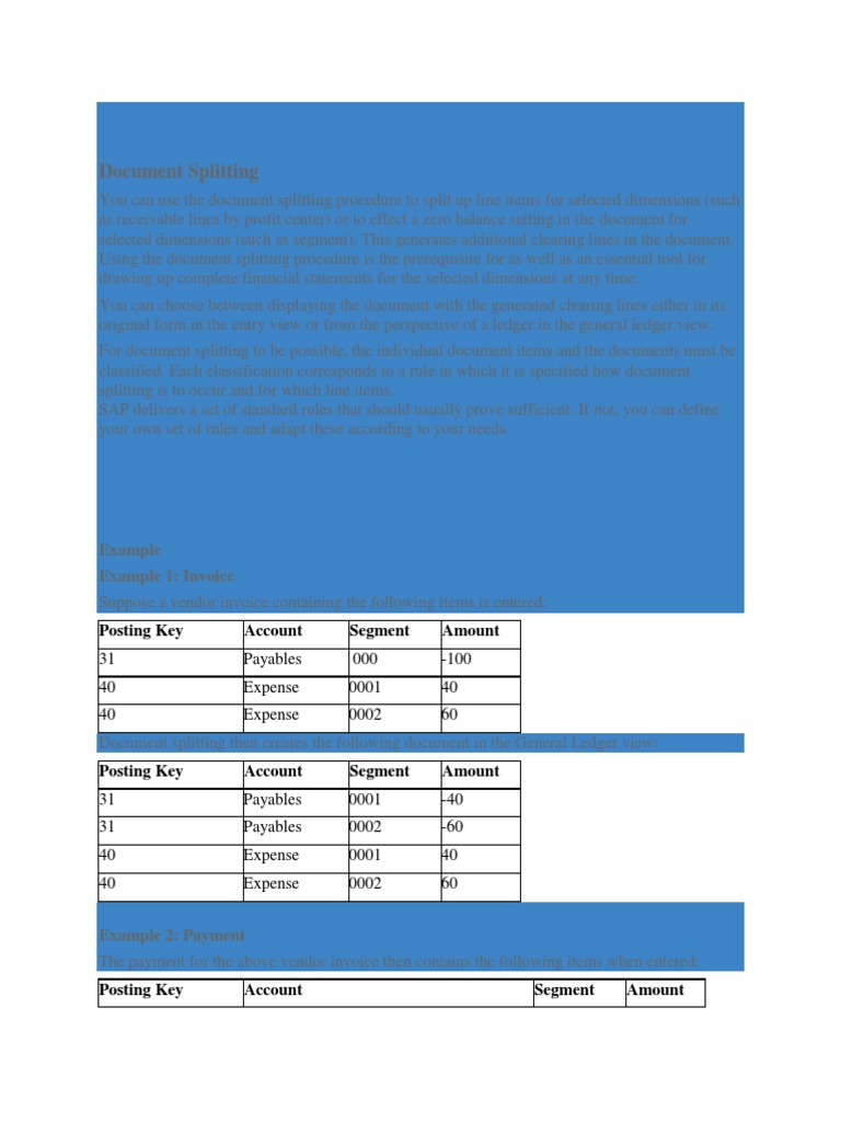 Document Splitting Configuration Steps With Example | PDF | Accounts ...