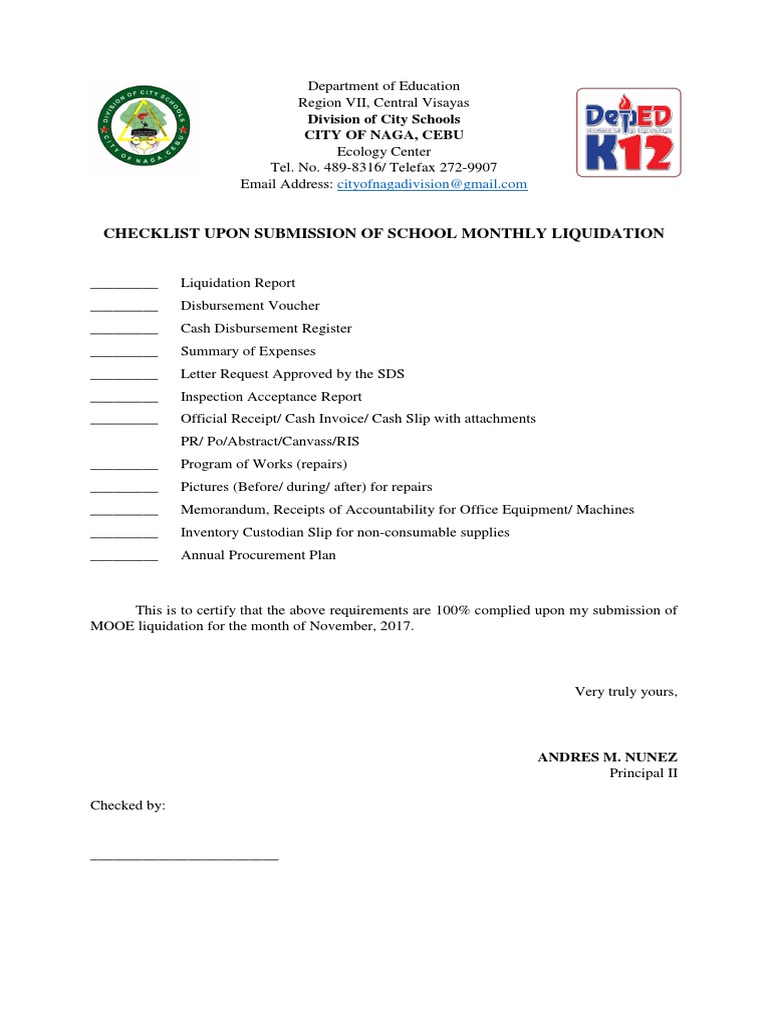 MOOE Checklist | PDF