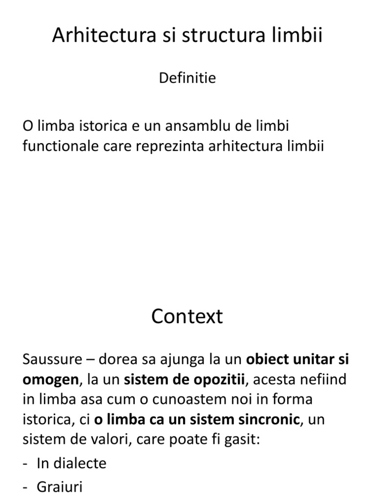 Prezentare Arhitectura Si Structura Limbii | PDF