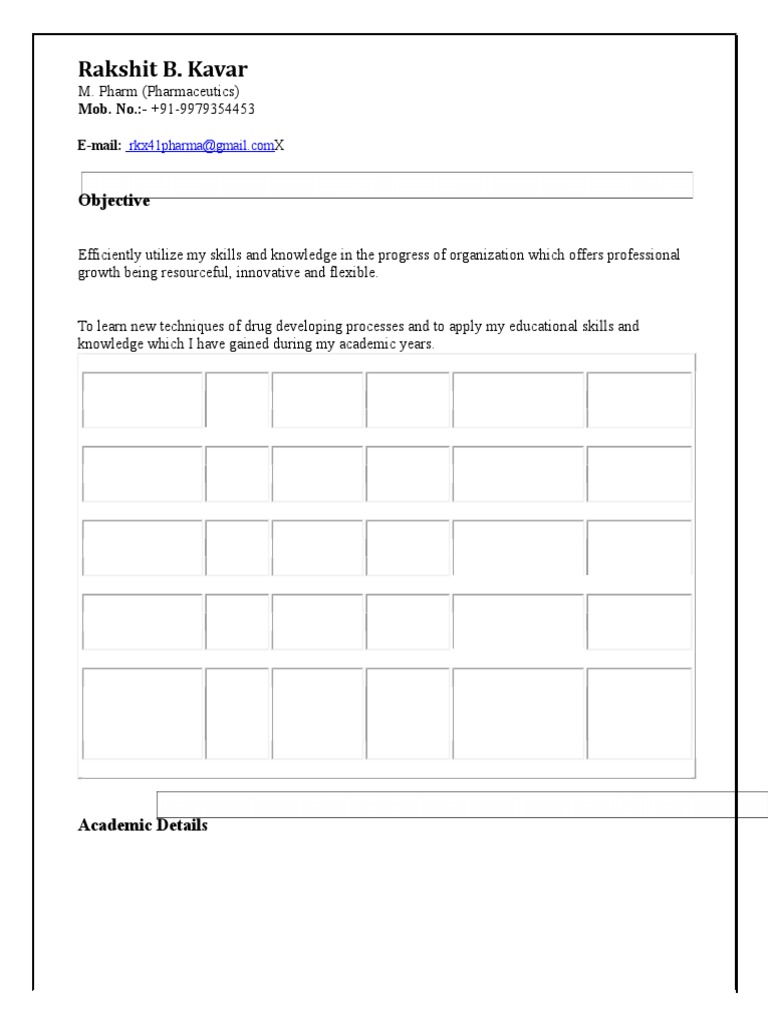 Rakshit Resume | PDF | Pharmaceutical | Further Education