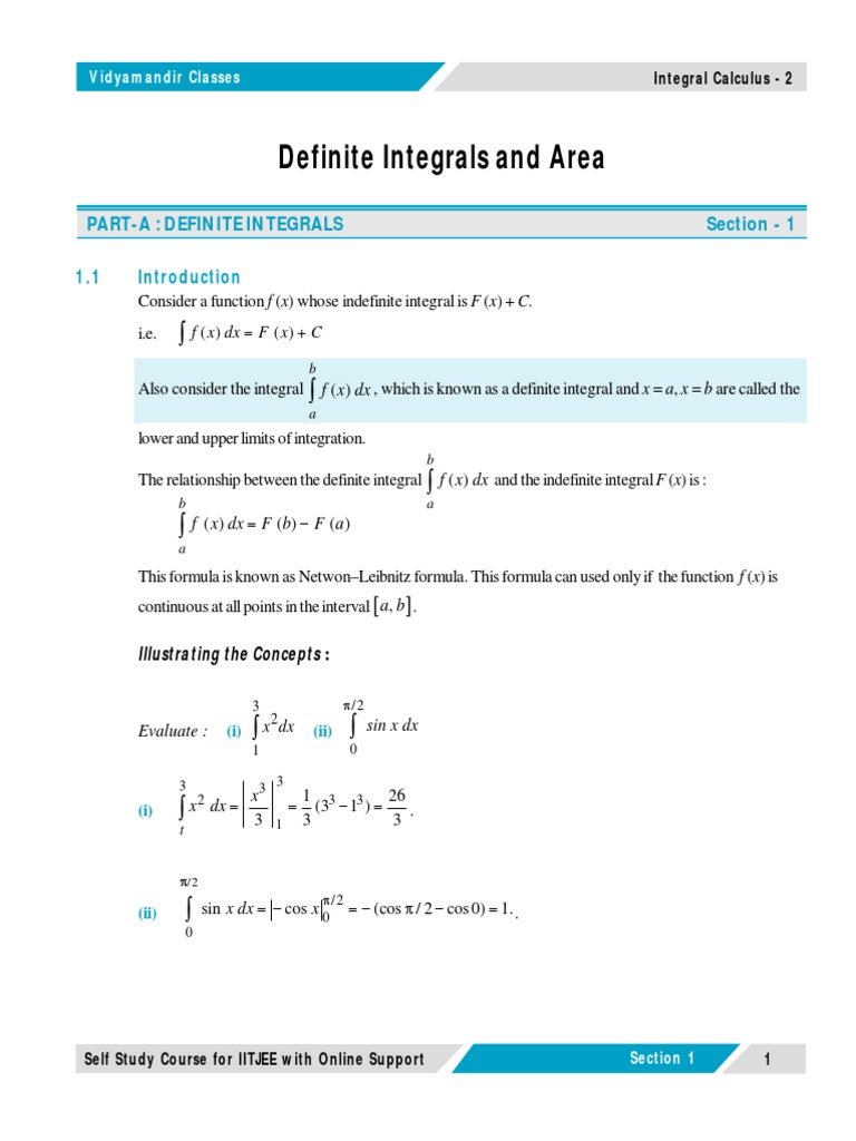 Definite Integrals | PDF | Integral | Mathematical Objects