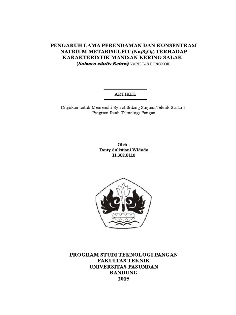 Pengaruh Lama Perendaman dan Konsentrasi Natrium Metabisulfit terhadap Karakteristik Manisan ...