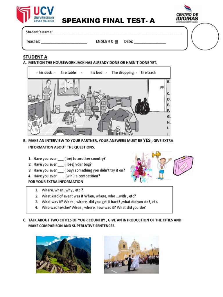 Speaking Final Test | PDF