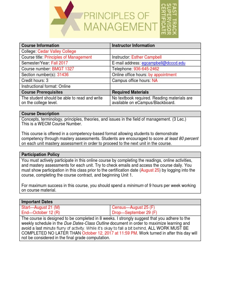 2017FA-BMGT-1327-31436 Syllabus | PDF | Academic Dishonesty ...