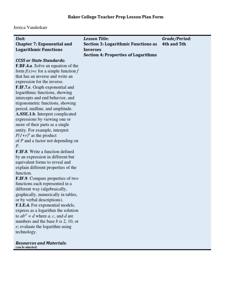 Unit: Lesson Title: Grade/Period:: P (1+r) As The Product P | PDF ...