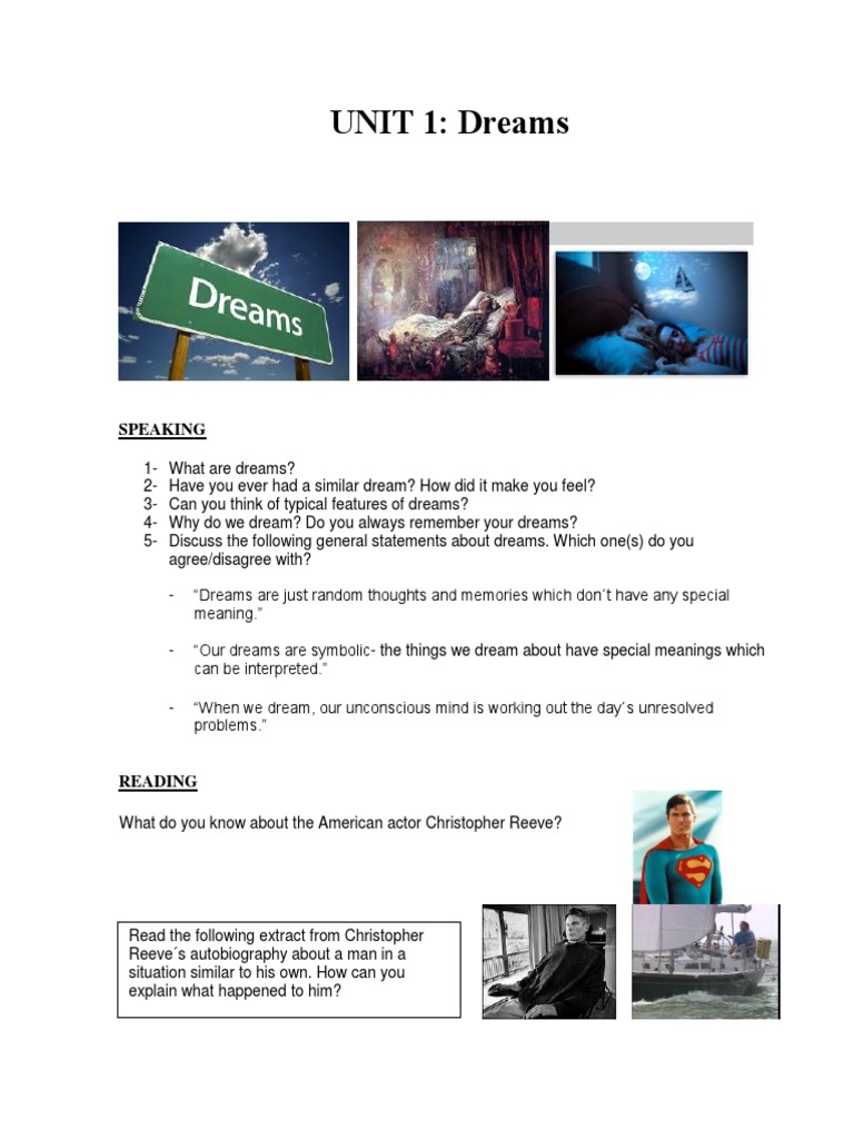 UNIT 1: Dreams: Speaking | PDF