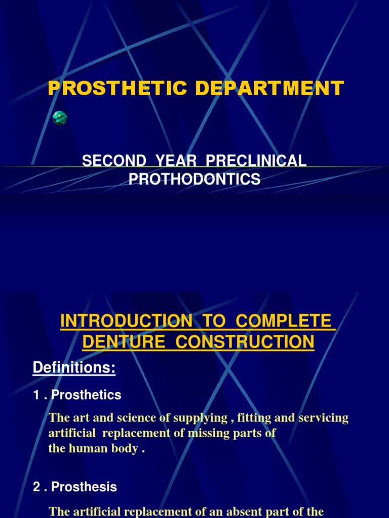 1 - Introduction To CD Prostho. | PDF | Dentures | Dentistry