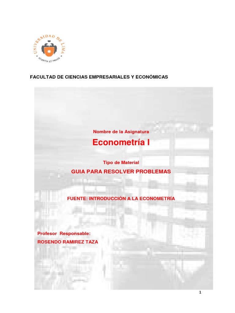 Guía de Econometría 1 | PDF | Econometría | Teoría estadística