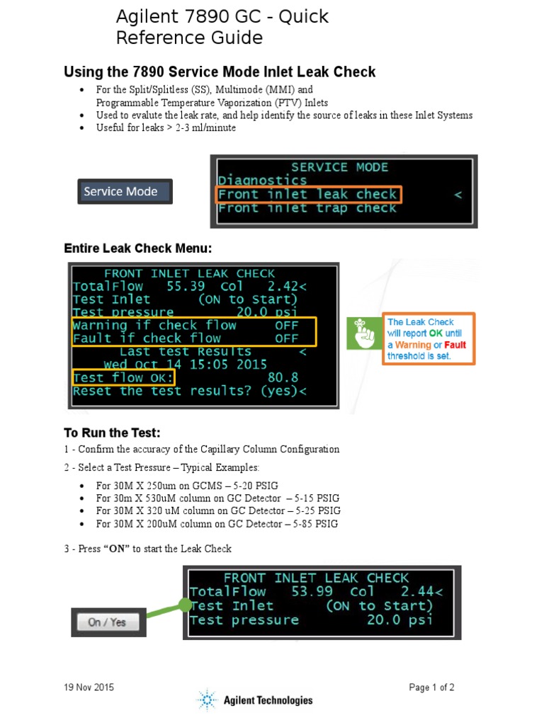 7890 GC Inlet Leak Check Guide | PDF