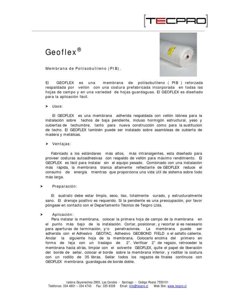 Membrana Geoflex de Poliisobutileno | PDF | Materiales | Science