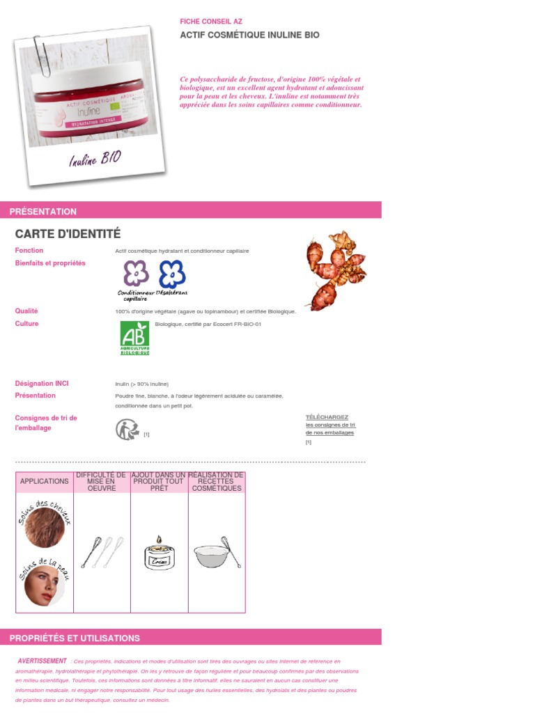 Inuline Bio : Hydratation Naturelle | PDF | Cosmétique | Shampooing