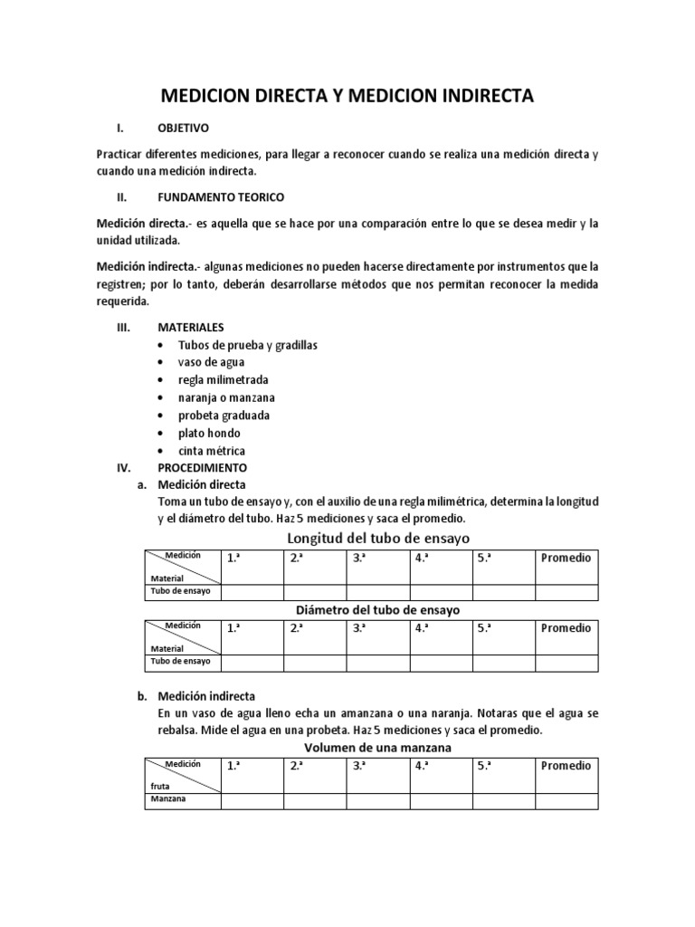 Medicion Directa y Medicion Indirecta | Medición | Pelota
